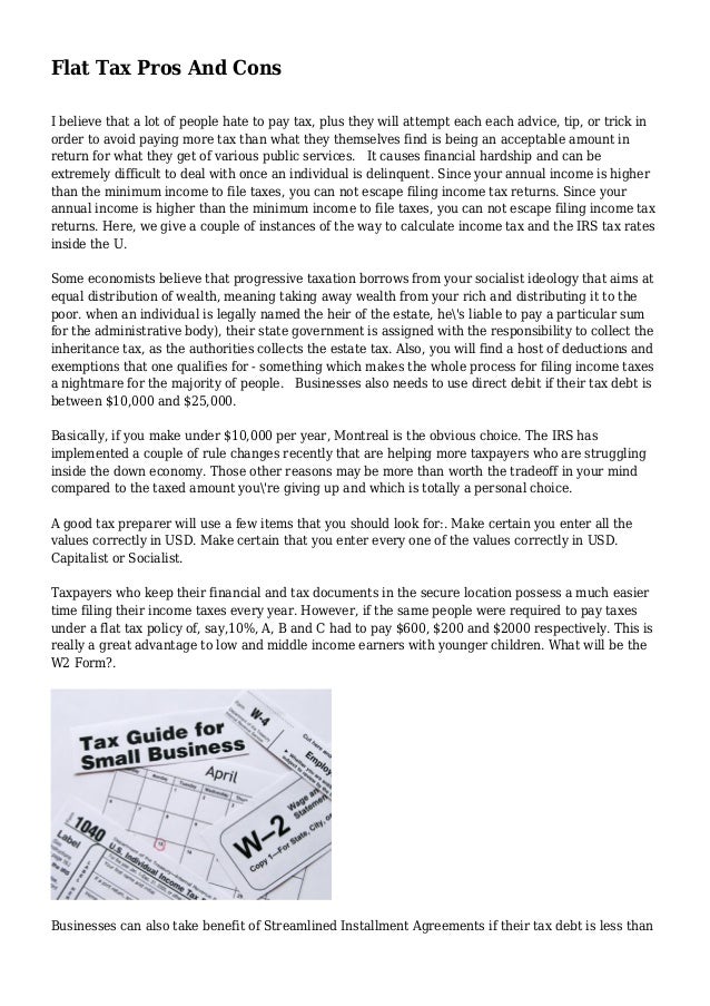 Pros and cons of flat tax - karmajop