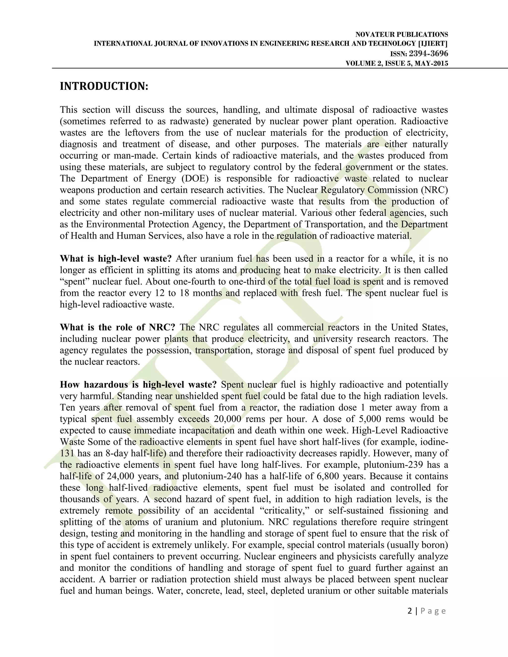 RADIOACTIVE WASTE MANAGEMENT | PDF