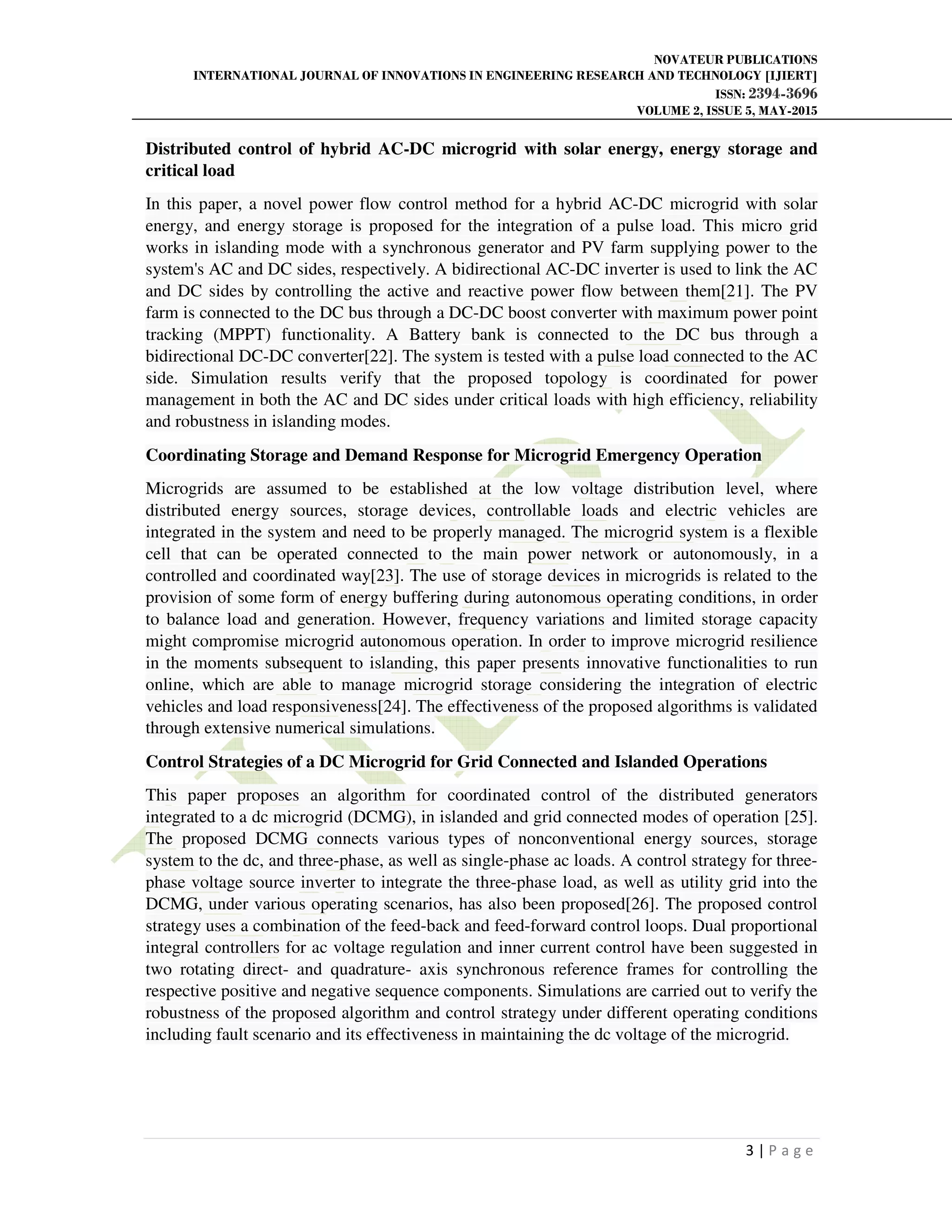 COORDINATED CONTROL AND ENERGY MANAGEMENT OF DISTRIBUTED GENERATION INVERTERS IN A MICROGRID | PDF