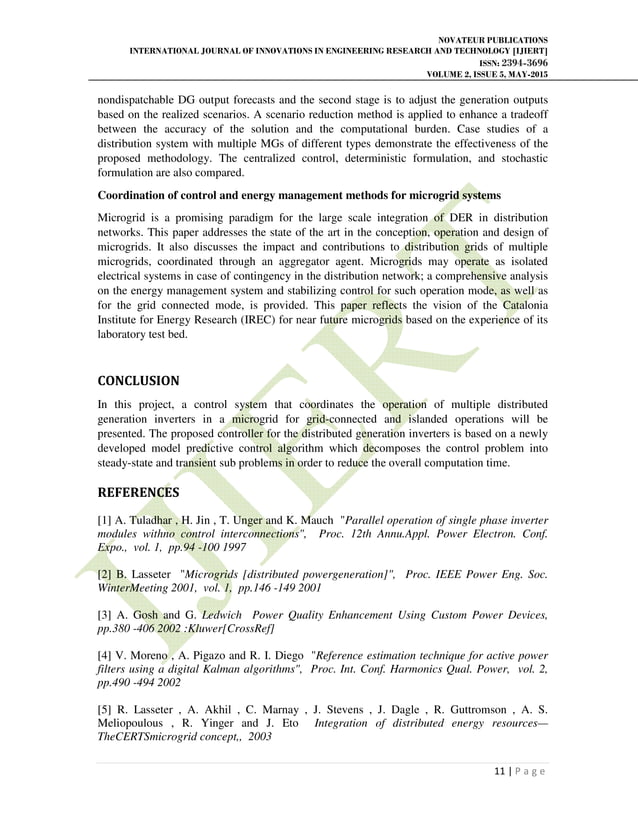 COORDINATED CONTROL AND ENERGY MANAGEMENT OF DISTRIBUTED GENERATION INVERTERS IN A MICROGRID | PDF