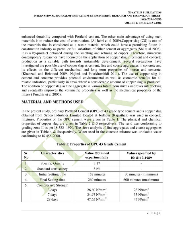 USE OF COPPER SLAG AS FINE AGGREGATE ‐ A CASE STUDY | PDF