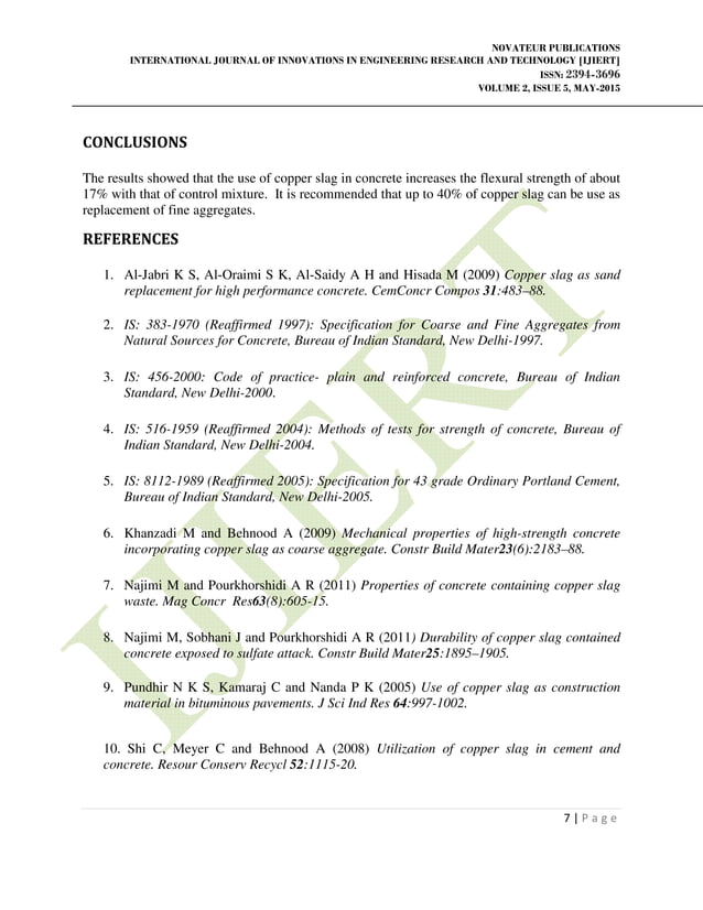 USE OF COPPER SLAG AS FINE AGGREGATE ‐ A CASE STUDY | PDF
