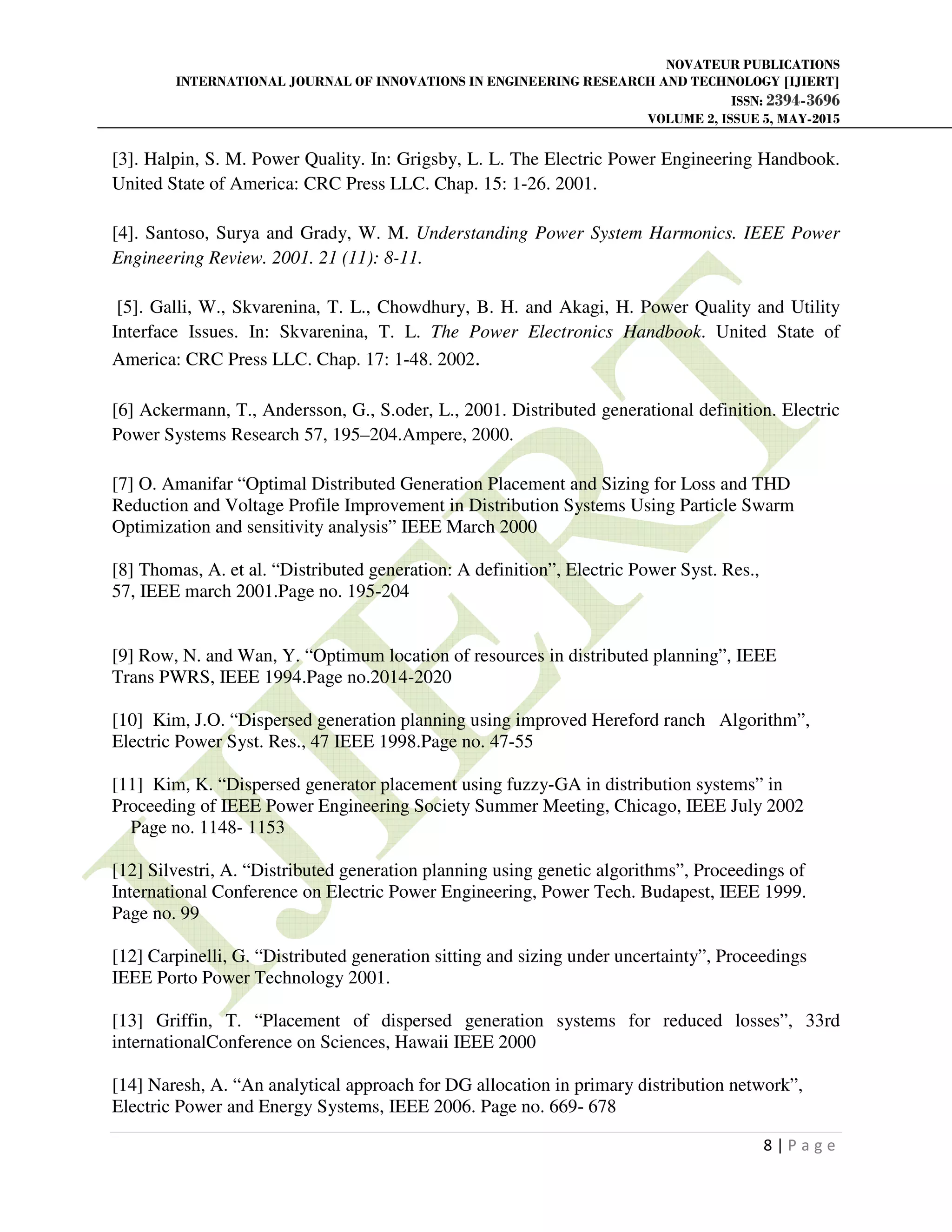 Optimal Placement Of Distributed Generation For Loss Reduction In Distribution System Pdf