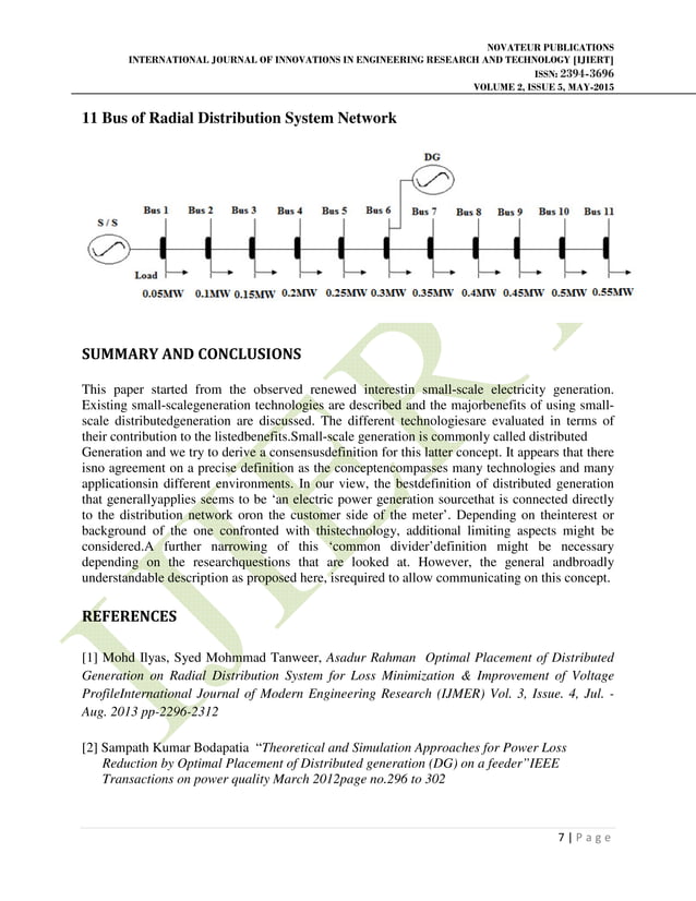 OPTIMAL PLACEMENT OF DISTRIBUTED GENERATION FOR LOSS REDUCTION IN ...
