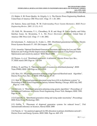 OPTIMAL PLACEMENT OF DISTRIBUTED GENERATION FOR LOSS REDUCTION IN DISTRIBUTION SYSTEM | PDF ...