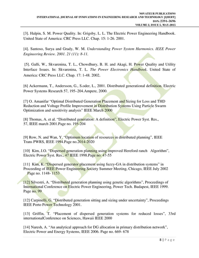 OPTIMAL PLACEMENT OF DISTRIBUTED GENERATION FOR LOSS REDUCTION IN ...