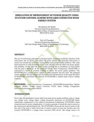 SIMULATION OF IMPROVEMENT OF POWER QUALITY USING STATCOM-CONTROL SCHEME WITH GRID CONNECTED WIND ...