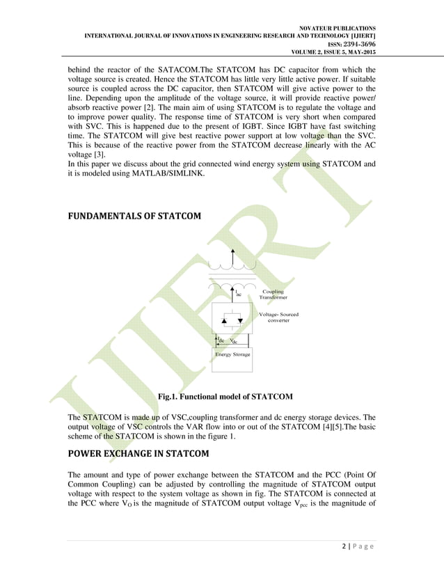 SIMULATION OF IMPROVEMENT OF POWER QUALITY USING STATCOM-CONTROL SCHEME WITH GRID CONNECTED WIND ...