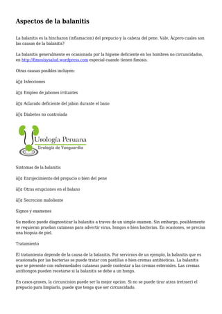 Aspectos de la balanitis | PDF