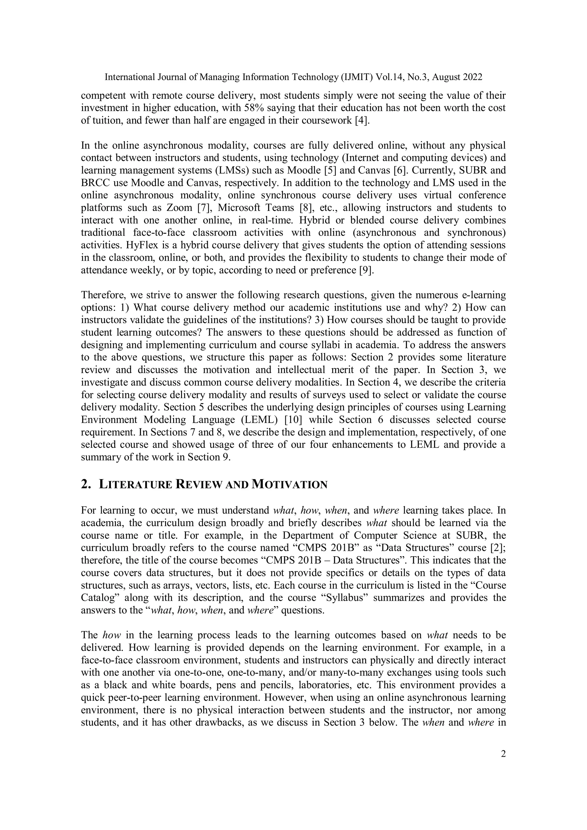 MULTIMODAL COURSE DESIGN AND IMPLEMENTATION USING LEML AND LMS FOR INSTRUCTIONAL ALIGNMENT | PDF