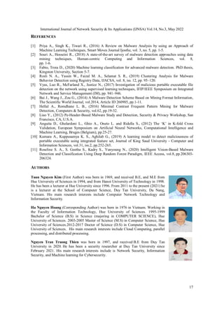 DETECTING MALWARE IN PORTABLE EXECUTABLE FILES USING MACHINE LEARNING APPROACH | PDF