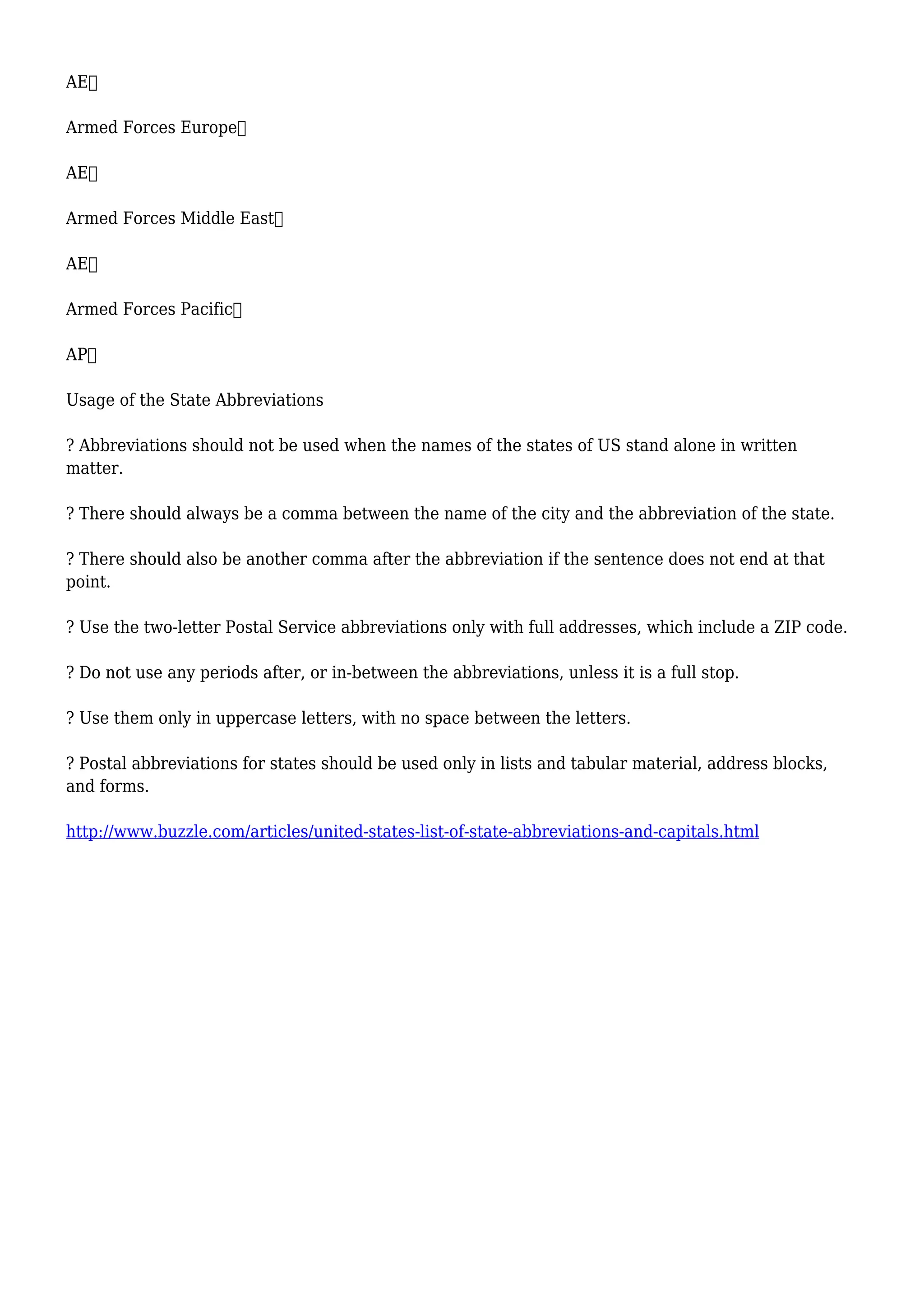 List of State Abbreviations and Capitals | PDF