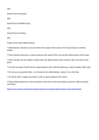 List of State Abbreviations and Capitals | PDF