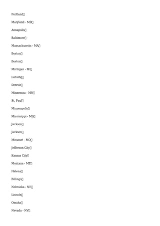 List of State Abbreviations and Capitals | PDF