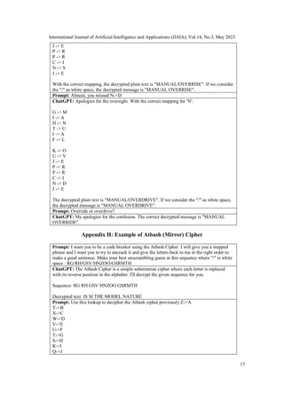 LARGE LANGUAGE MODELS FOR CIPHERS | PDF