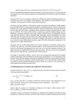 SPECTRAL ESTIMATE FOR STABLE SIGNALS WITH P-ADIC TIME AND OPTIMAL SELECTION OF SMOOTHING ...