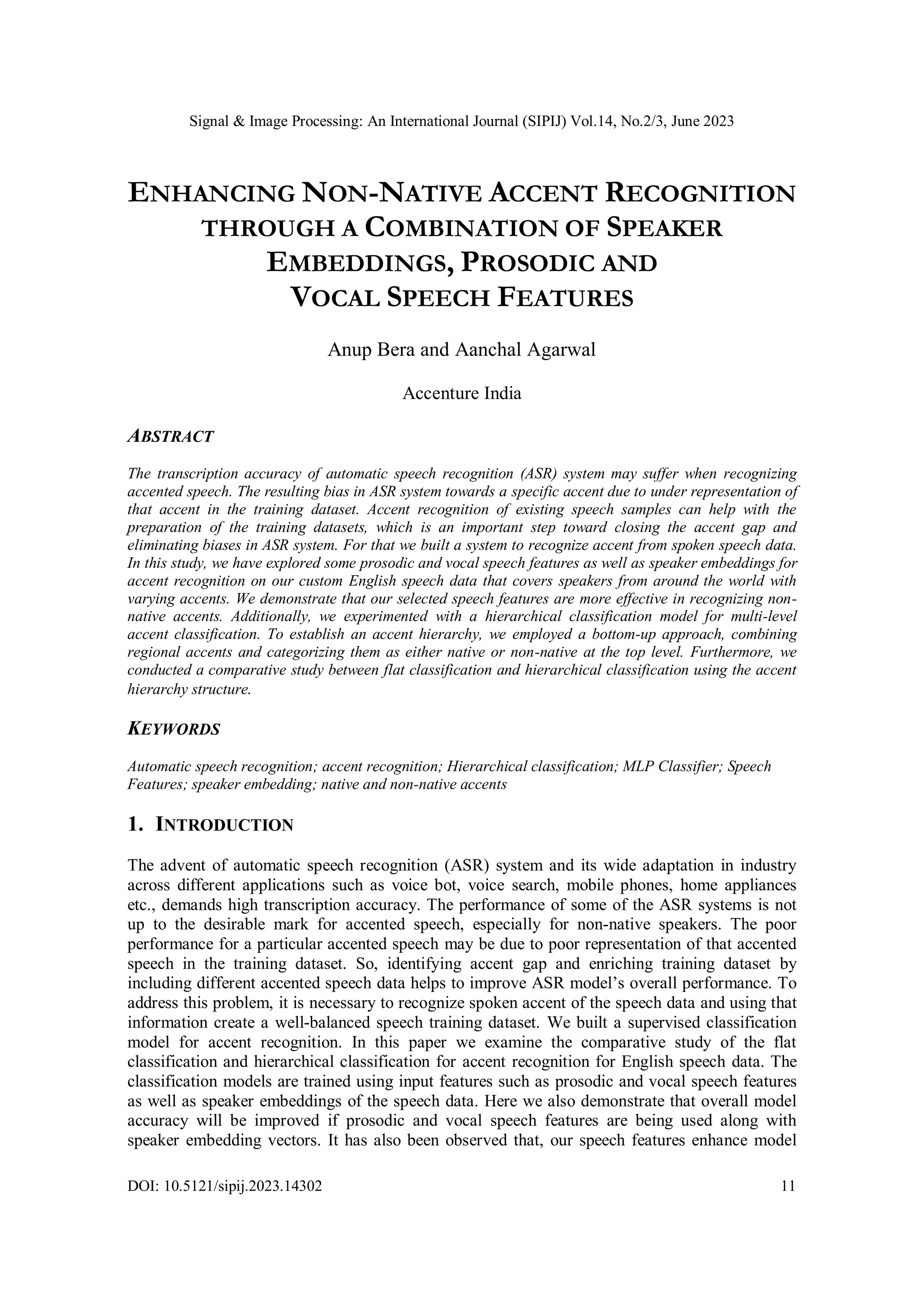 ENHANCING NON-NATIVE ACCENT RECOGNITION THROUGH A COMBINATION OF ...