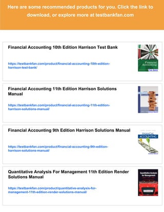 Financial Accounting 10th Edition Harrison Solutions Manual | PDF