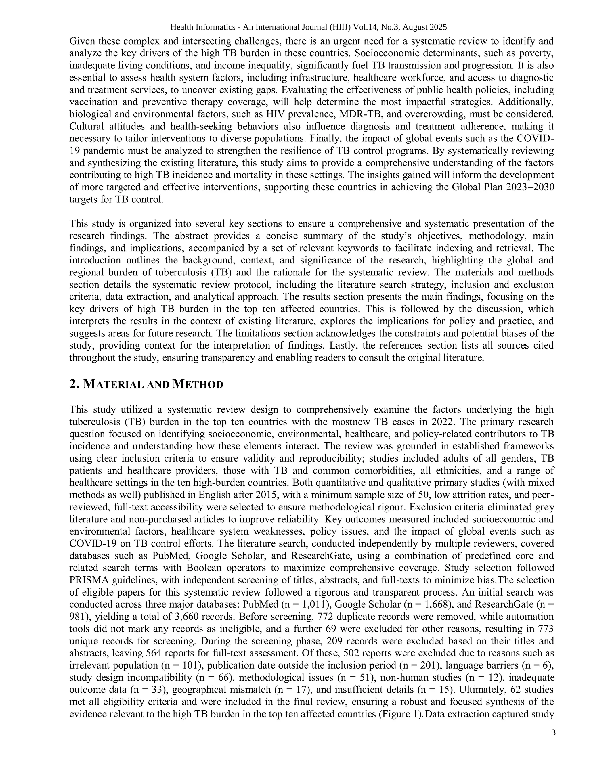 KEY DRIVERS OF HIGH TB BURDEN IN TOP 10 COUNTRIES: A SYSTEMATIC REVIEW ...