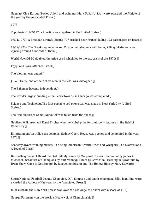 1970s' Timeline | PDF | Awards Shows | Events