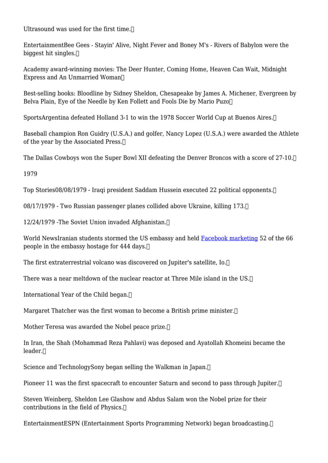 1970s' Timeline | PDF | Awards Shows | Events