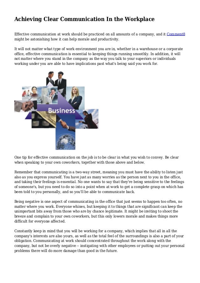 Achieving Clear Communication In the Workplace