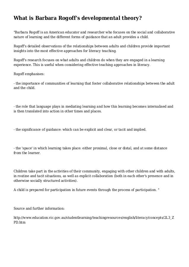 Barbara Rogoff Theory Child Development – CYEZ