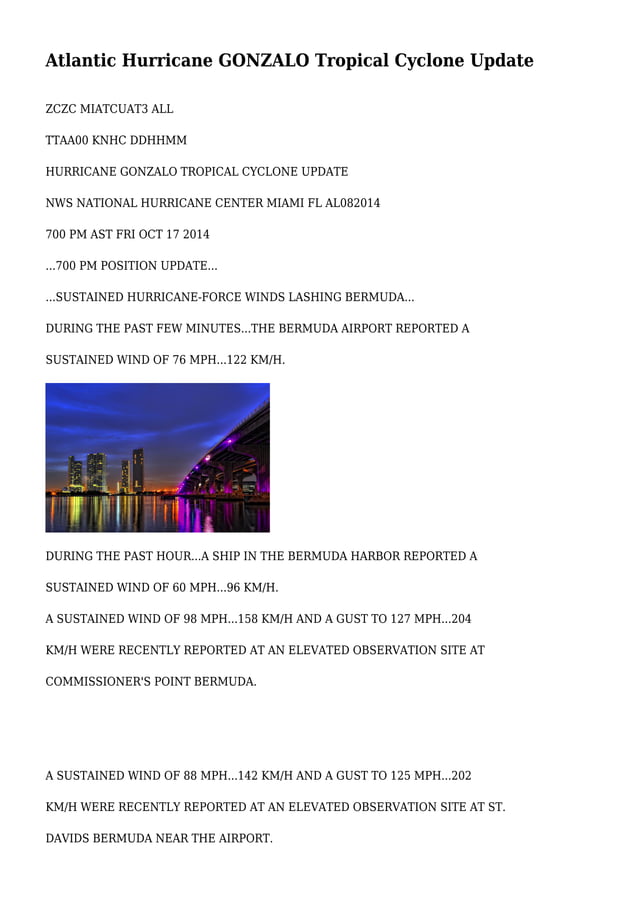 Atlantic Hurricane GONZALO Tropical Cyclone Update | PDF | Weather ...