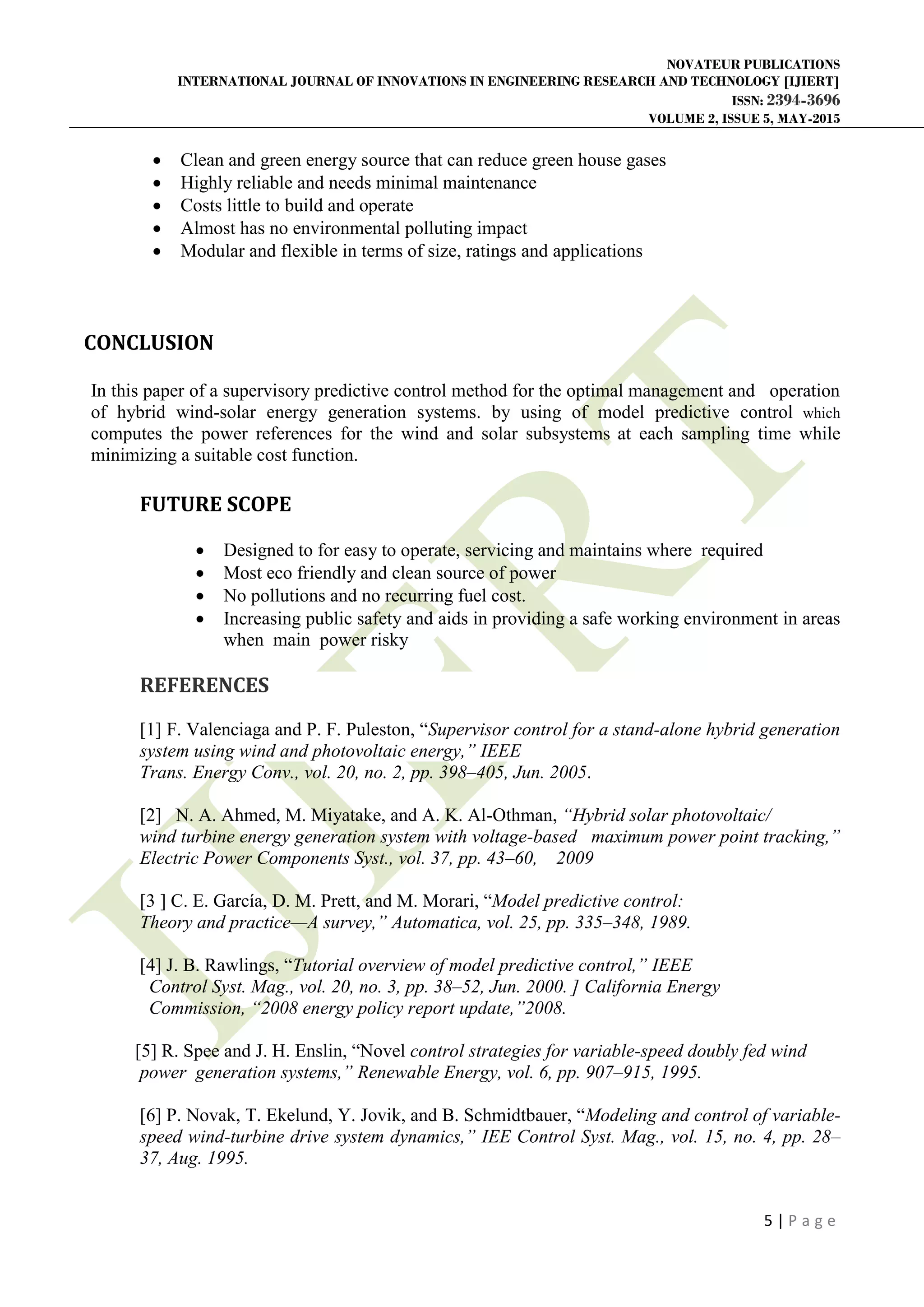 Supervisory Predictive Control Of Standalone Wind Solar Energy Generation Systems Pdf