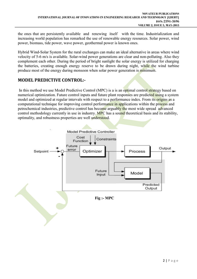 SUPERVISORY PREDICTIVE CONTROL OF STANDALONE WIND/SOLAR ENERGY GENERATION SYSTEMS | PDF