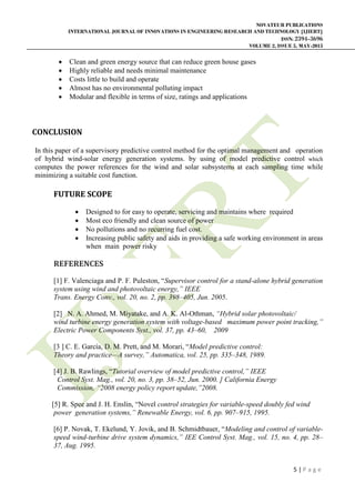 SUPERVISORY PREDICTIVE CONTROL OF STANDALONE WIND/SOLAR ENERGY GENERATION SYSTEMS | PDF