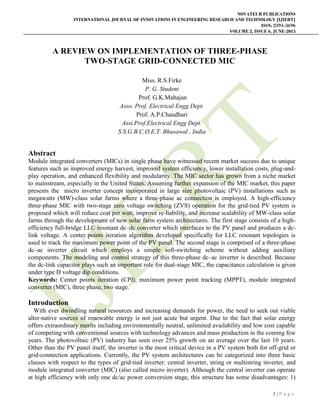 A REVIEW ON IMPLEMENTATION OF THREE-PHASE TWO-STAGE GRID-CONNECTED MIC | PDF