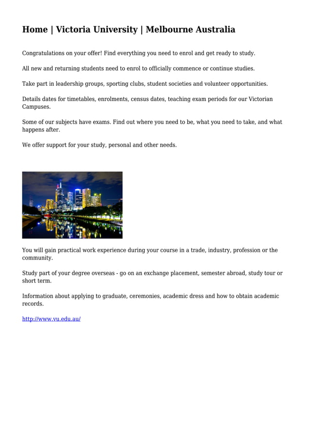 Home | Victoria University | Melbourne Australia | PDF