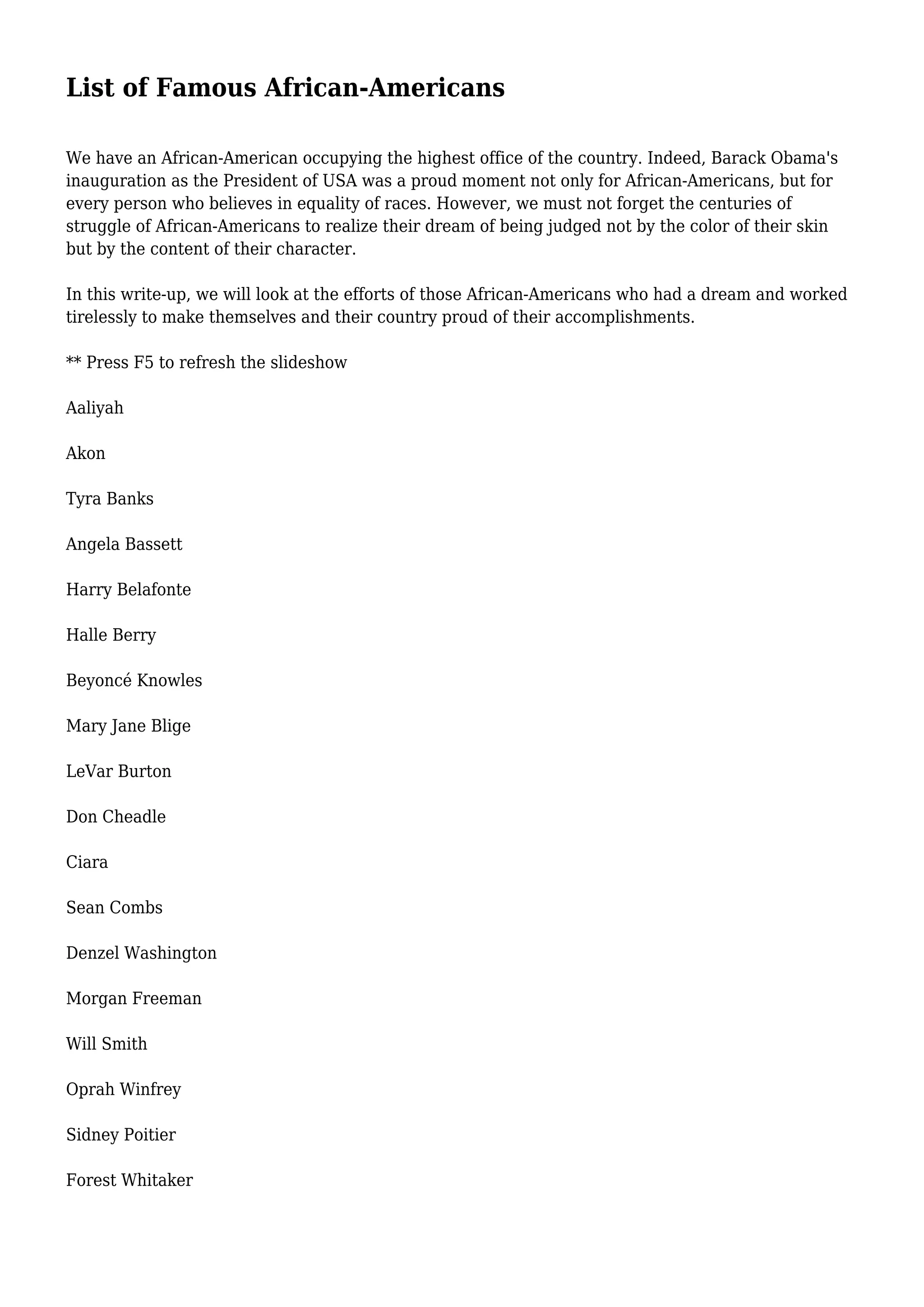 List of Famous African-Americans | PDF