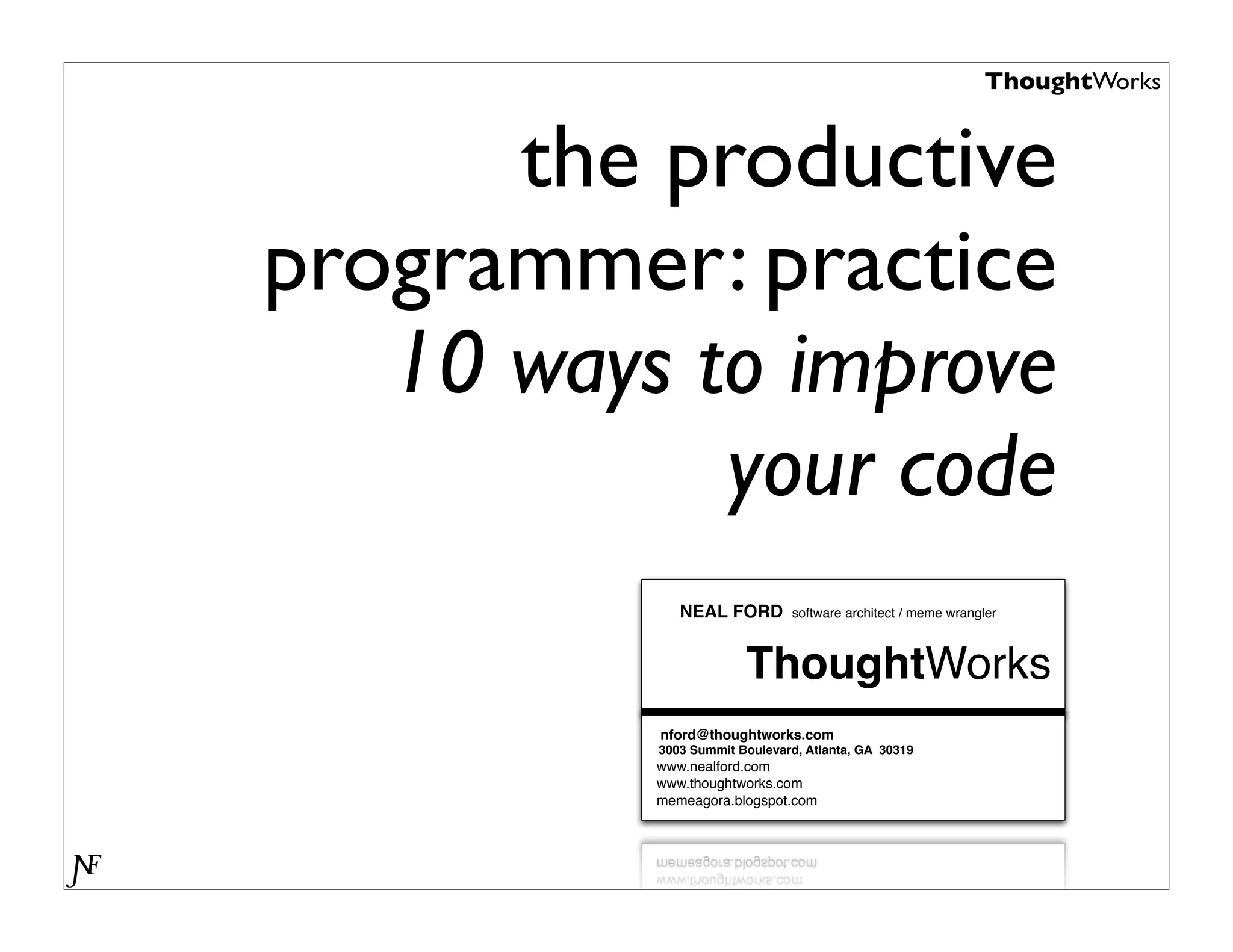 10 Ways To Improve Your Code Ppt
