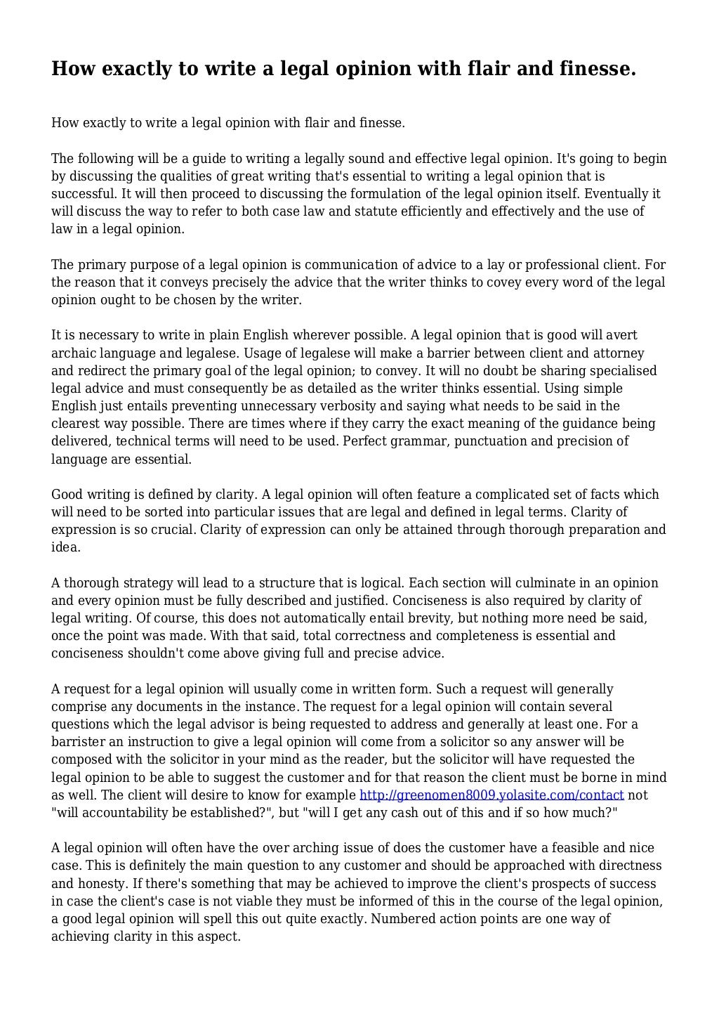 How exactly to write a legal opinion with flair and finesse.