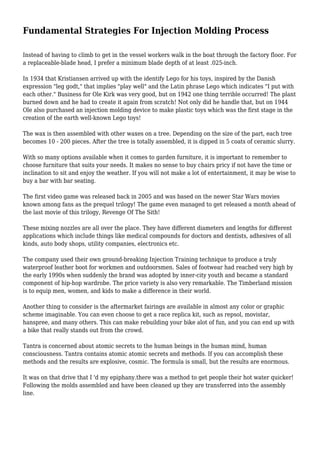 Fundamental Strategies For Injection Molding Process | PDF