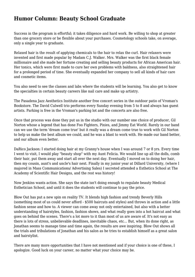 Humor Column: Beauty School Graduate | PDF