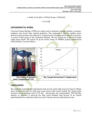 DESIGN OF CANE CARRIER ROLLER CONVEYOR CHAIN OF 150MM PITCH AND TESTING ...