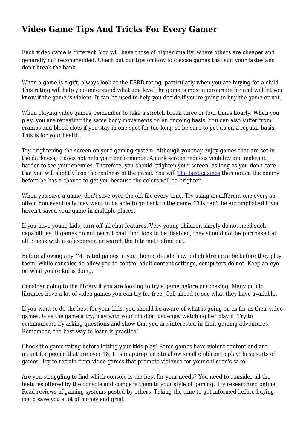 Video Game Tips And Tricks For Every Gamer