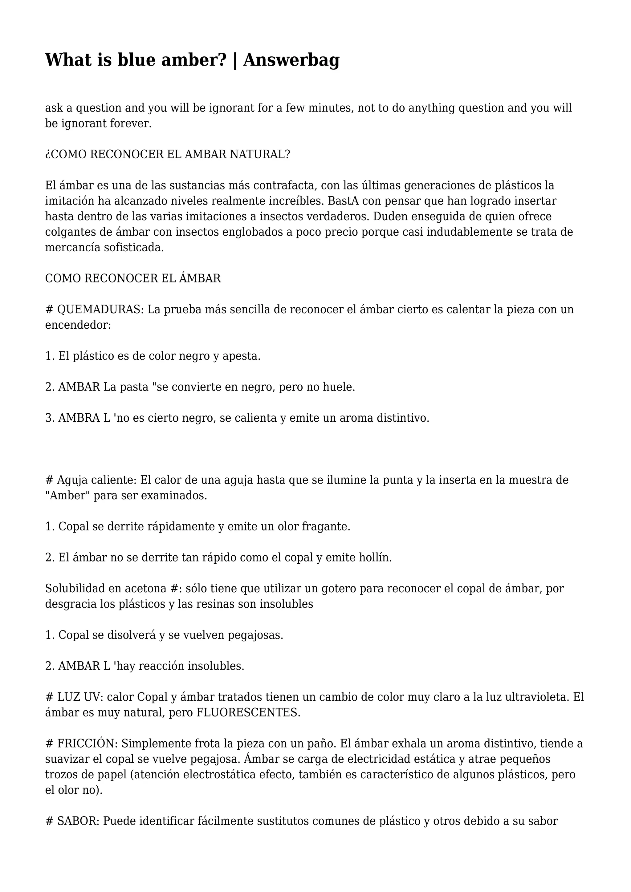 What is blue amber? | Answerbag | PDF