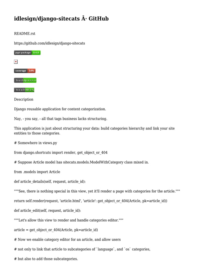 idlesign/django-sitecats · GitHub | PDF