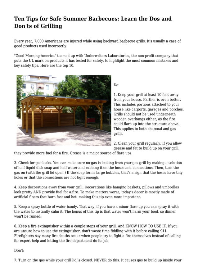 Ten Tips for Safe Summer Barbecues: Learn the Dos and Don'ts of ...