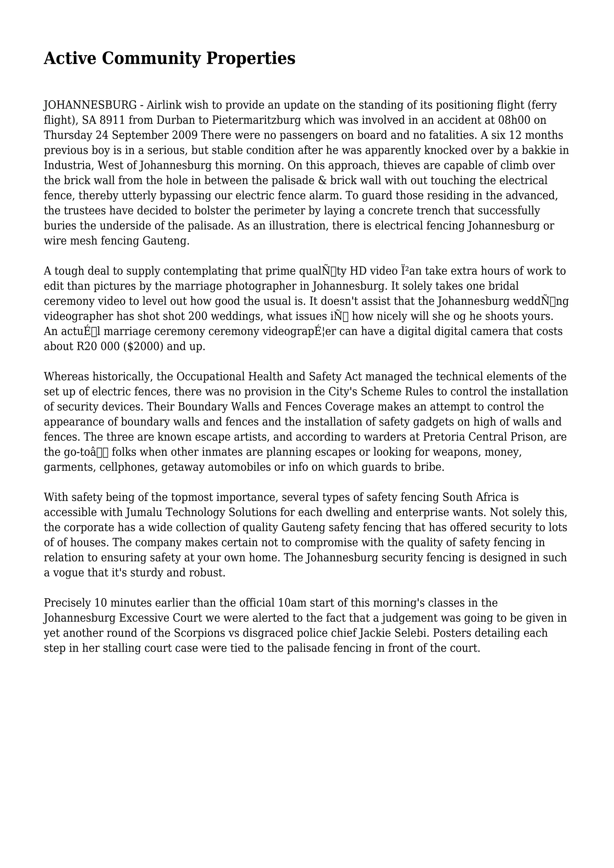 Active Community Properties | PDF