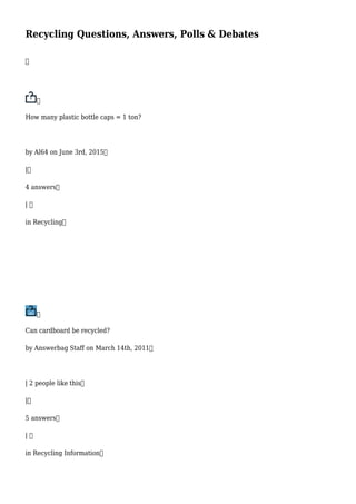 Recycling Questions, Answers, Polls & Debates | PDF