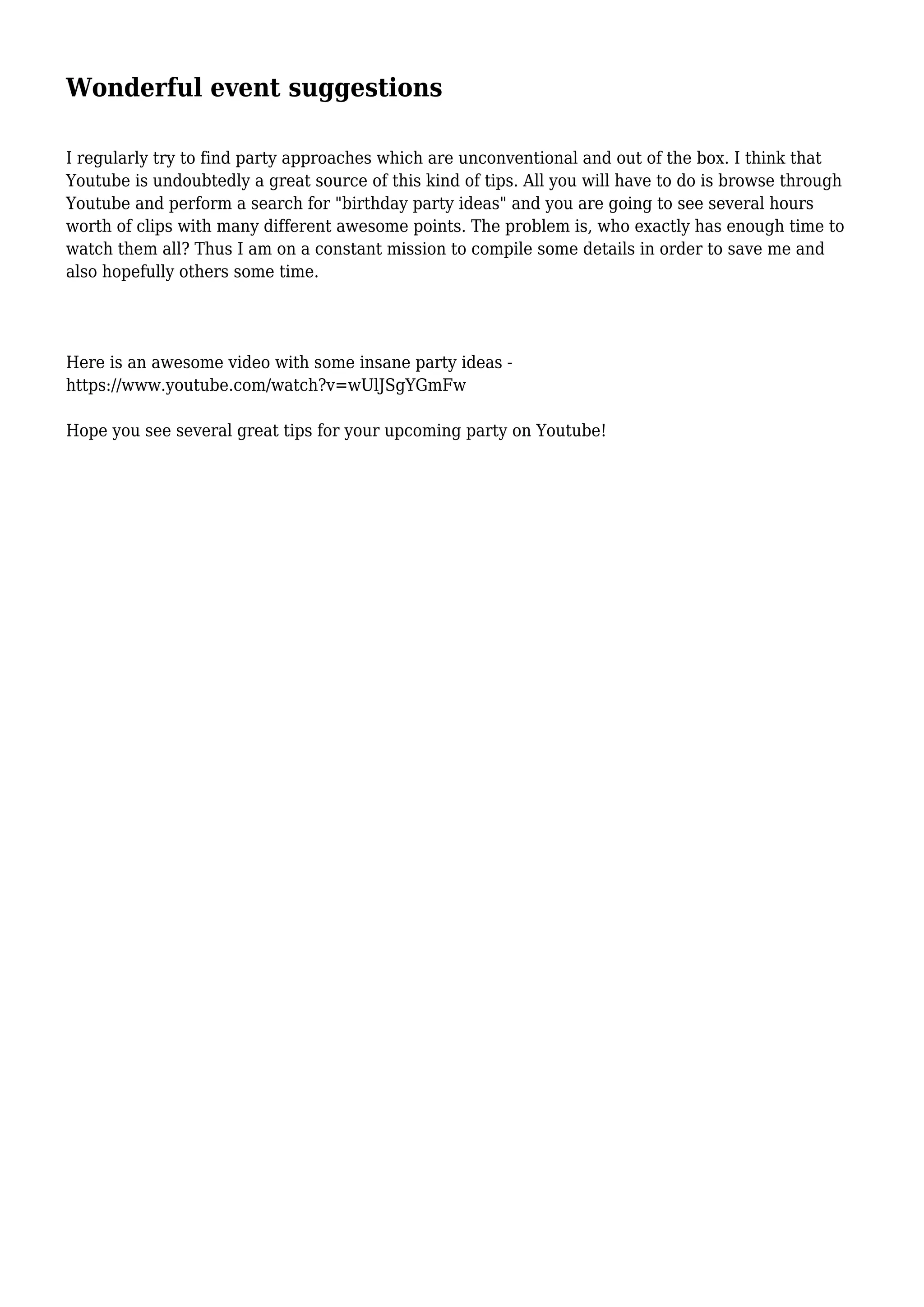 Wonderful event suggestions | PDF