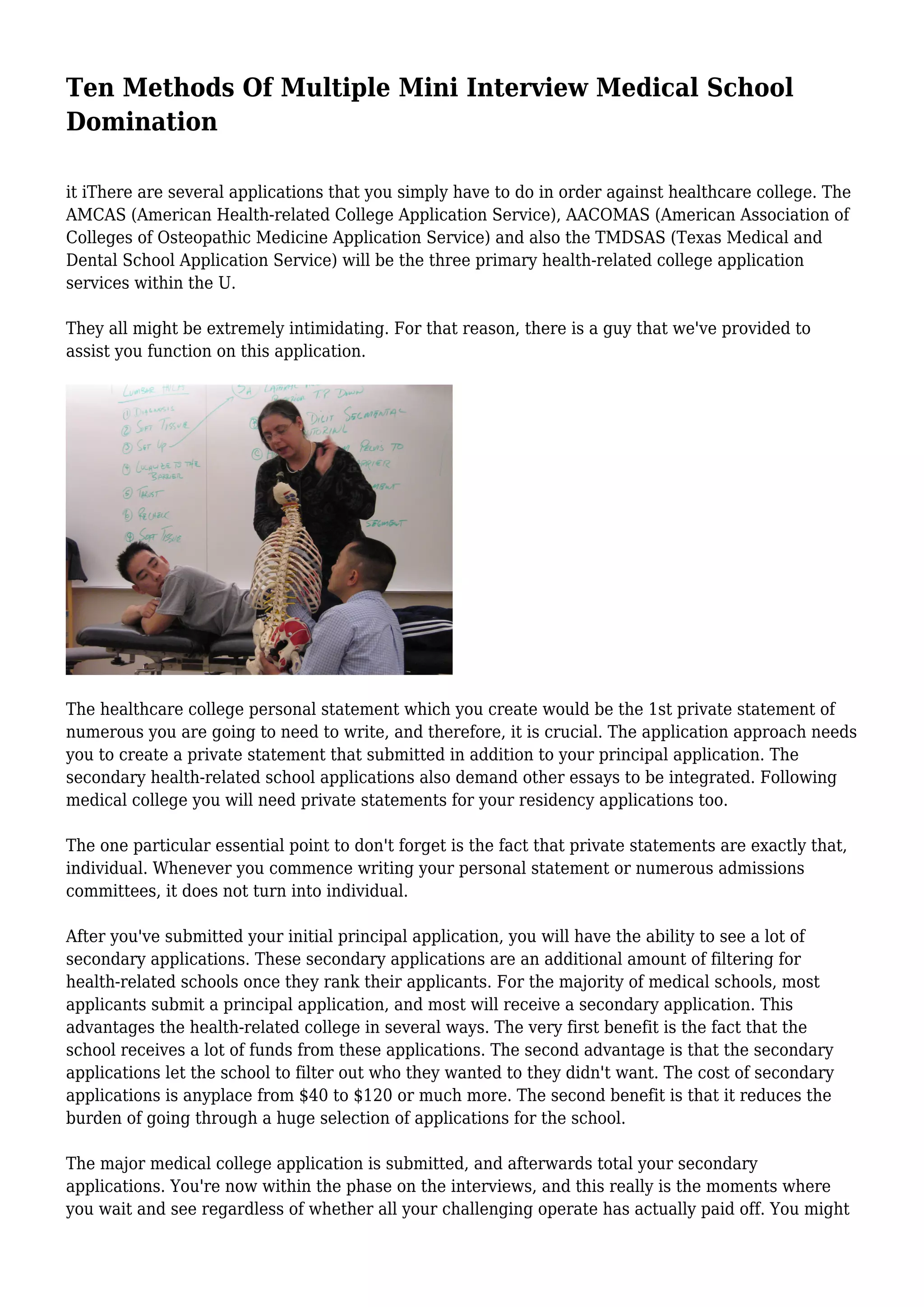 Ten Methods Of Multiple Mini Interview Medical School Domination | PDF