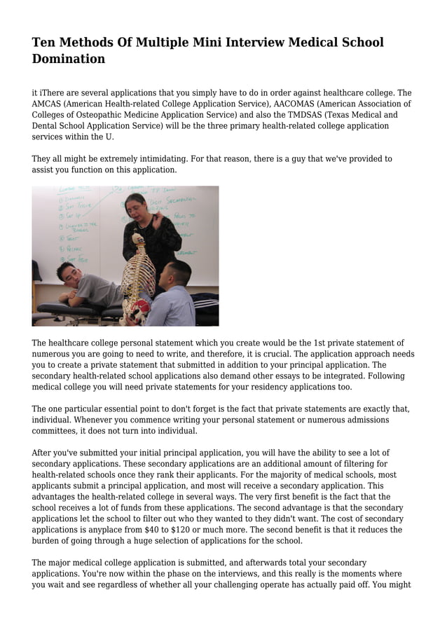 Ten Methods Of Multiple Mini Interview Medical School Domination | PDF