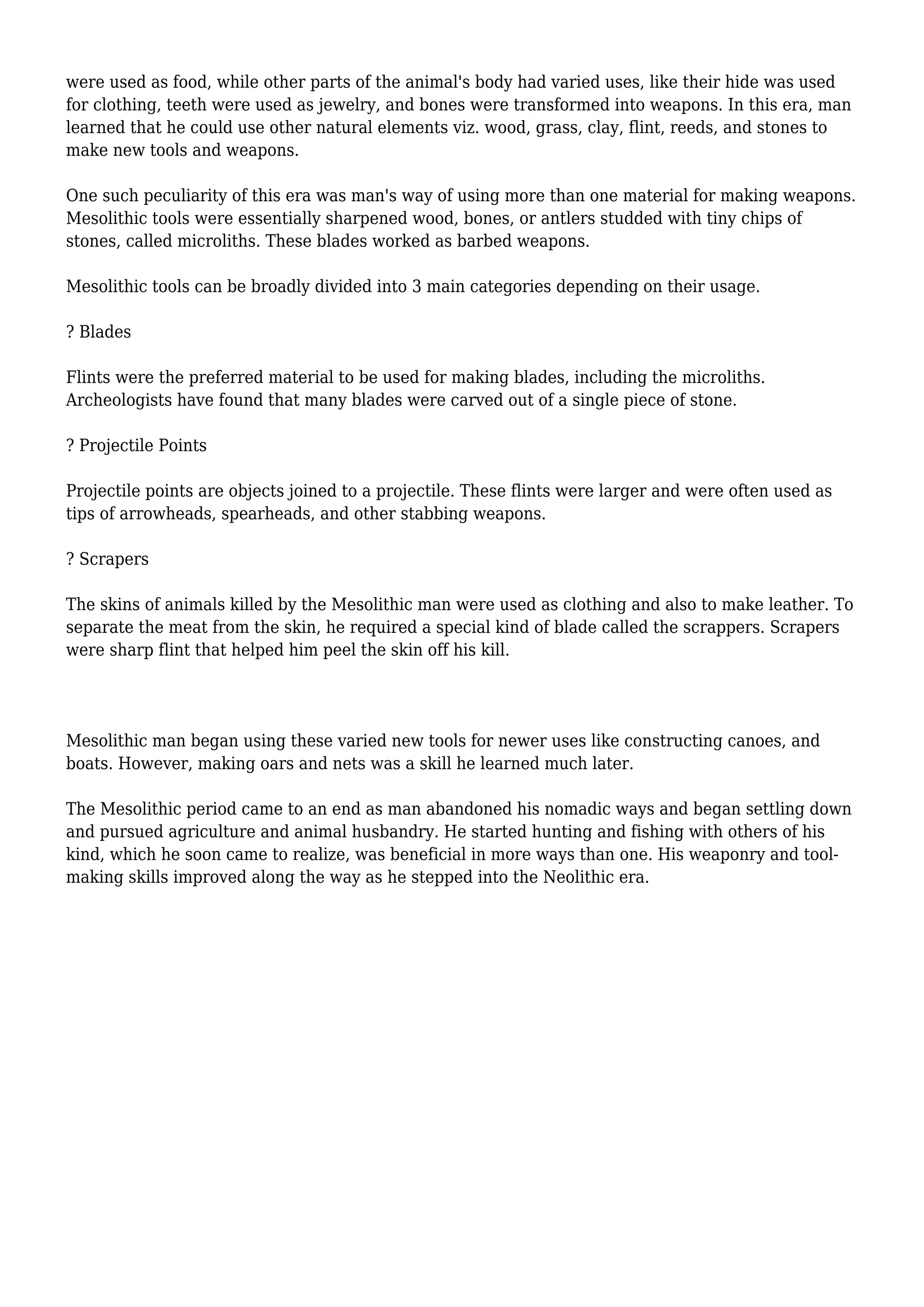 Tools Used in the Mesolithic Era | PDF