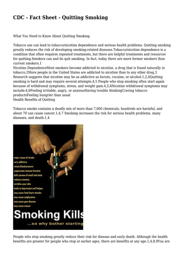 CDC - Fact Sheet - Quitting Smoking | PDF
